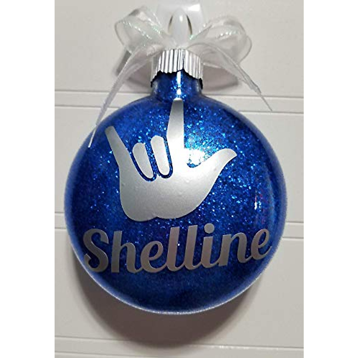 Personalized ASL Christmas Ornament - I love you sign American Sign Language for Deaf or Interpreter - Great gift for her or white elephant gift exchange