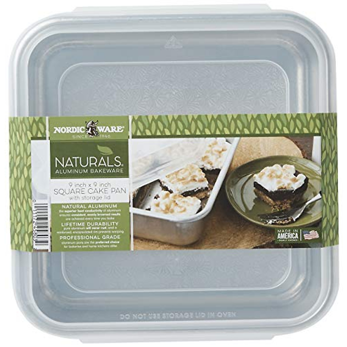 Nordic Ware Natural Aluminum Commercial Square Cake Pan with Lid, Exterior 9.88 x 9.88 Inches