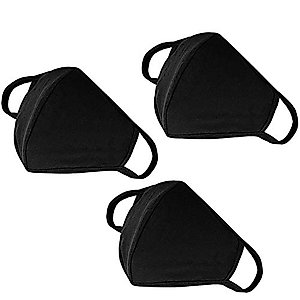 Yiiza Fashion Mouth Protection Unisex Washable and Reusable Cotton Warm Face Protection with Adjustable Bridge Design (3-Pack Black) (1)