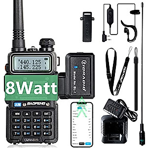 BaoFeng Radio (Upgraded from BaoFeng UV-5R) 8Watt Ham Radio Handheld Supported Phone Program with 771 Long Antenna Wireless Programmer Dual Band Walkie Talkies Two Way Radio Includes Full Kit