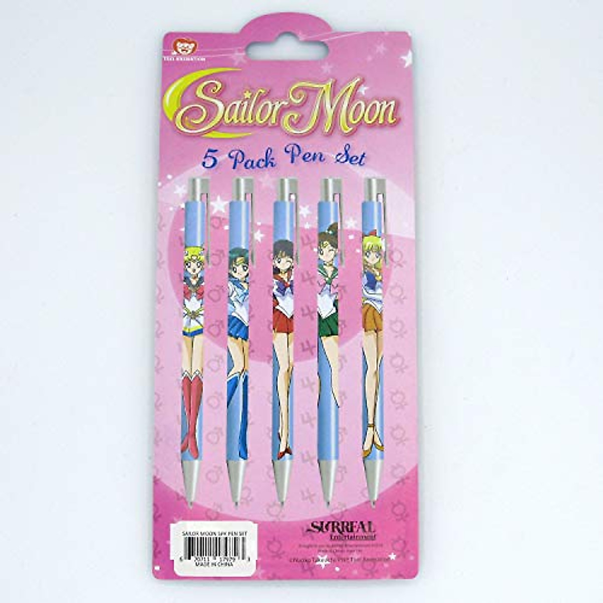 Sailor Moon Pen Set Featuring Sailor Mercury, Mars, Jupiter, Venus and Sailor Moon Set of Five