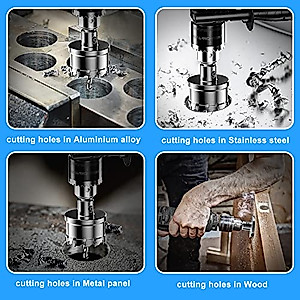 4-Piece TCT Hole Saw Kit, Tungsten Carbide Tipped Hole Cutter Set with Titanium-Plated Pilot Drill Bit for Hard Metal, Stainless Steel, Wood, Plastic