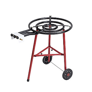 Mabel Home Paella Pan + Paella Burner and Stand Set on Wheels + Complete Paella Kit for up to 20 Servings - 23.65 inch Gas Burner + 25.60 inch Enamaled Steel Paella Pan