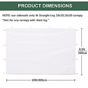 JANCANOPY 1 Piece Sidewall with Zipper for Outdoor Camping Canopy Screen Wall Outdoor sunwall for 10 x 10' Patio Gazebo and Tent,(White)