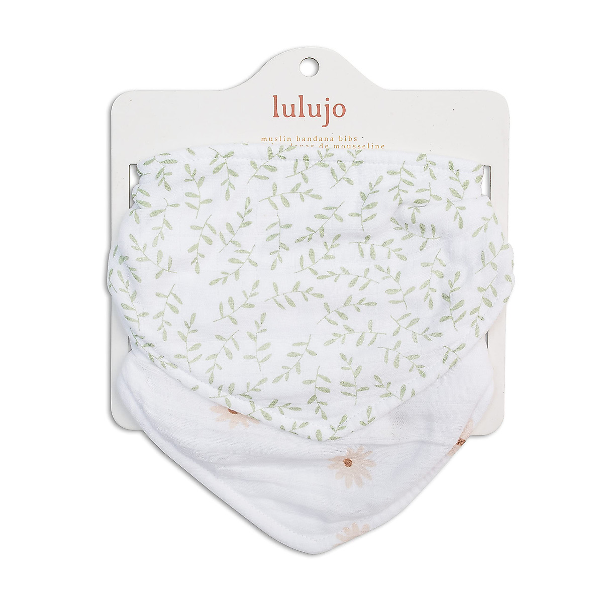 Lulujo Soft Cotton Baby Bib, 2 Pack, Daisies/Greenery
