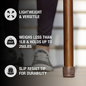 Brazos Straight Pine Wood Walking Stick, Handcrafted Wooden Staff, Hiking Stick for Men and Women, Trekking Pole, Wooden Walking Stick, Made in the USA, 48 Inches, Brown, 4 Foot