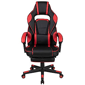 Flash Furniture X40 Gaming Chair Racing Ergonomic Computer Chair with Fully Reclining Back/Arms, Slide-Out Footrest, Massaging Lumbar - Red