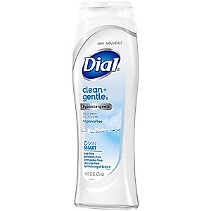 Dial Clean + Gentle Body Wash, Fragrance Free, 16 fl oz (Pack of 6)