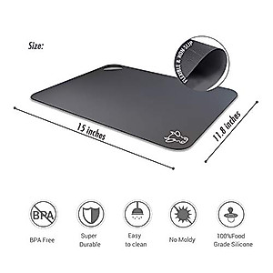 Fotouzy Plastic Cutting Board Flexible Mats With Food Icons, Set of 4, BPA-Free, Non-Porous, Upgrade 100% Anti-skid back and Dishwasher Safe, Modern Neutral Colors