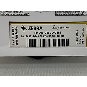 Zebra 800033-840 True Colours iX Series YMCKO Color Ribbon for ZXP Series 3 Card Printers. 200 Prints.