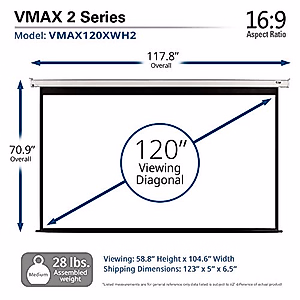 Elite Screens VMAX2, 120-inch 16:9, Wall Ceiling Electric Motorized Drop Down HD Projection Projector Screen, VMAX120XWH2