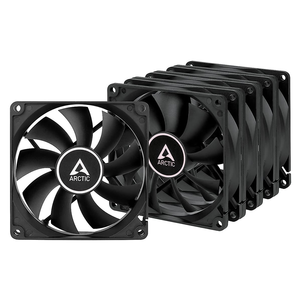 ARCTIC F9 (5 Pack) - 92 mm Standard Case Fan, Quiet Motor, Computer, Push- or Pull Configuration, Fan Speed: 1800 RPM - Black