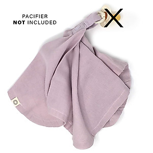 Kishu Baby Indi Organic Paci Blanket - Fairtrade & GOTS Certified 100% Organic Cotton Muslin Mini Baby Blanket with Snap to Secure Baby Pacifier - Pacifier Not Included (Lavender)