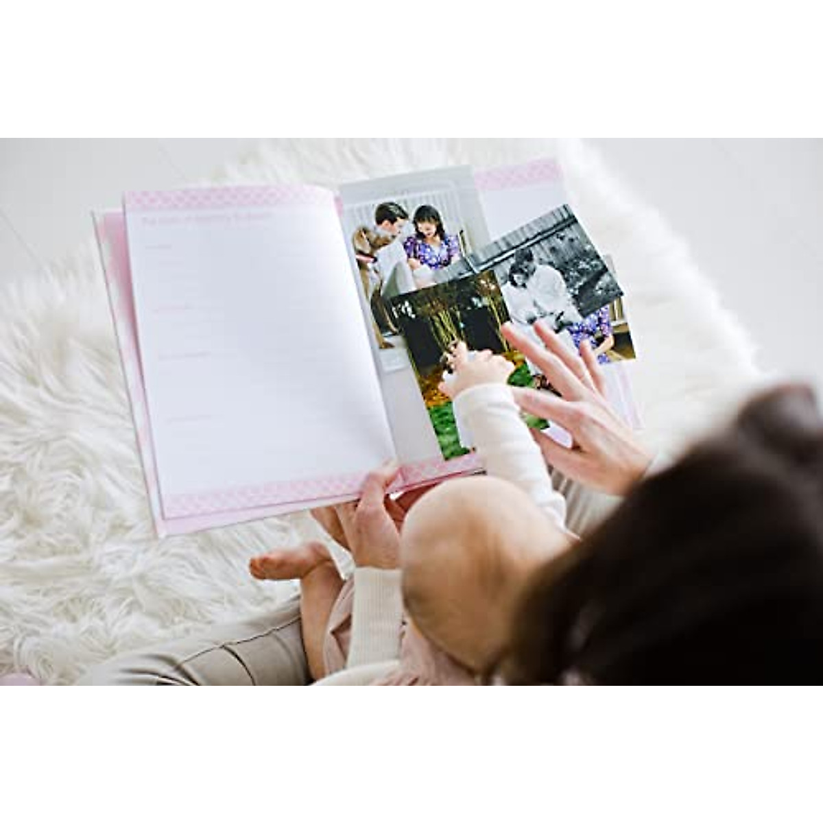 Pearhead First 5 Years Chevron Baby Memory Book With Clean-Touch Baby Safe Ink Pad To Make Baby's Hand Or Footprint Included, Newborn Milestone And Pregnancy Journal, Pink