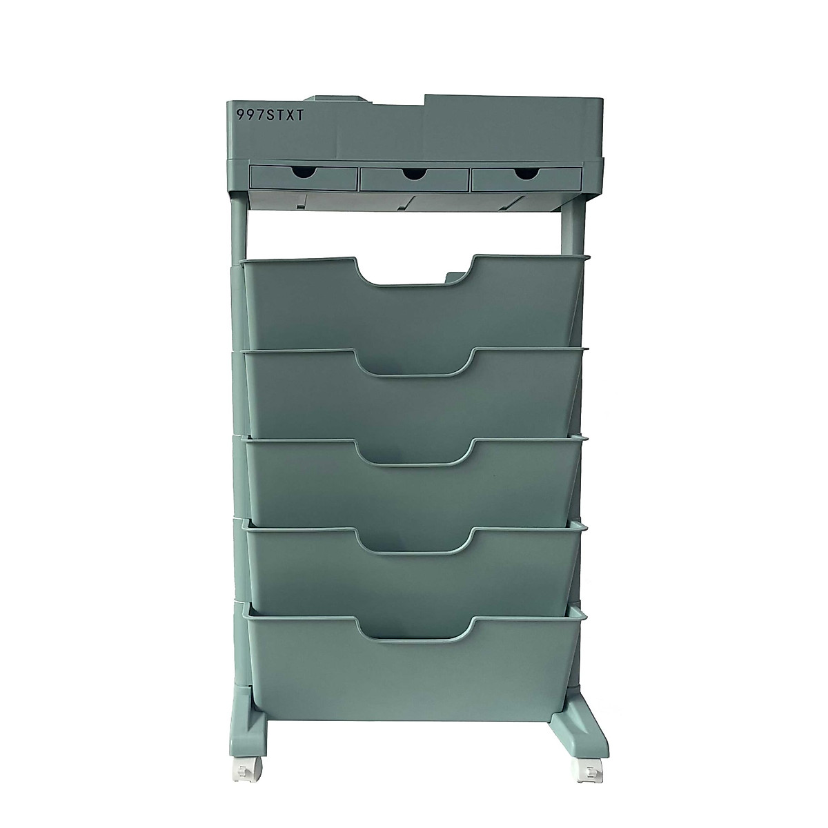 997STXT 6 Tier Rolling Utility Cart, 6 Tier Mobile Bookshelf, Multi-Functional Movable Storage Book Shelves with Lockable Casters for Study Office Kitchen Classroom,Green