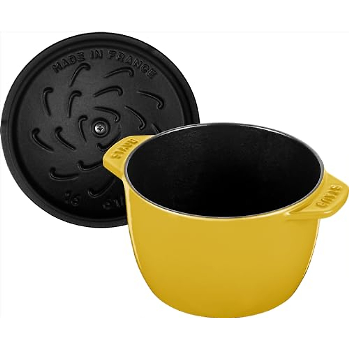 staub La Cocotte de GOHAN Citron Z1029-064 La Cocotte de GOHAN Citron M 6.3 inches (16 cm) Rice Pot, 2 Pieces, Cast Iron, Enameled Pot, Rice Cooker