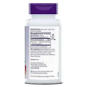Natrol Vitamin B-12 5000mcg, Dietary Supplement for Cellular Energy Production & Healthy Nervous System Support, 200 Strawberry-Flavored Fast Dissolve Tablets, 200 Day Supply