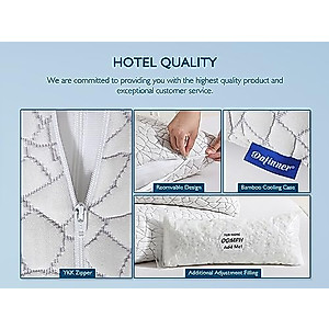 Dafinner Shredded Memory Foam Body Pillow for Adults, Removable Cooling Bamboo Rayon Cover, Soft-to-Firm Adjustable Loft, Full Body Long Bed Pillow for Stomach, Back or Side Sleepers, 20x54”