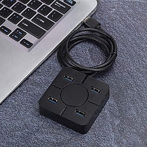 Docking Station, Black USB Hub, Hub, USB3.0 High Speed Transmission for Keyboard U Disk for Mouse Card Reader(Black)
