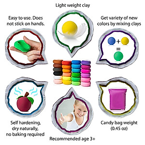 Artsity Air Dry Clay, 24 Color Modeling Set with 3 Sculpting Tools, Magic Foam Clay for Kids and Adults, Gift for Boys and Girls