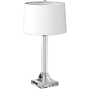SAFAVIEH Lighting Collection Tyrone Modern Crystal Column 27-inch Bedroom Living Room Home Office Desk Nightstand Table Lamp Set of 2 (LED Bulbs Included)