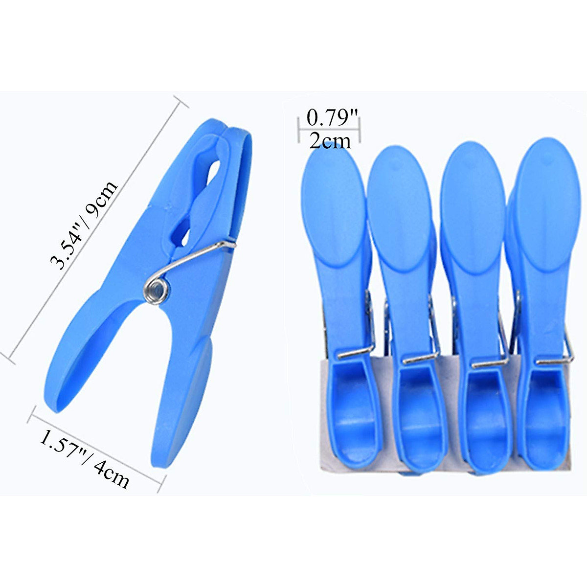 Strong Clothes Pins for Drying Heavy Duty Laundry Clothespins Travel Plastic Clothing Clamps Big Towel Clips 24 Pack