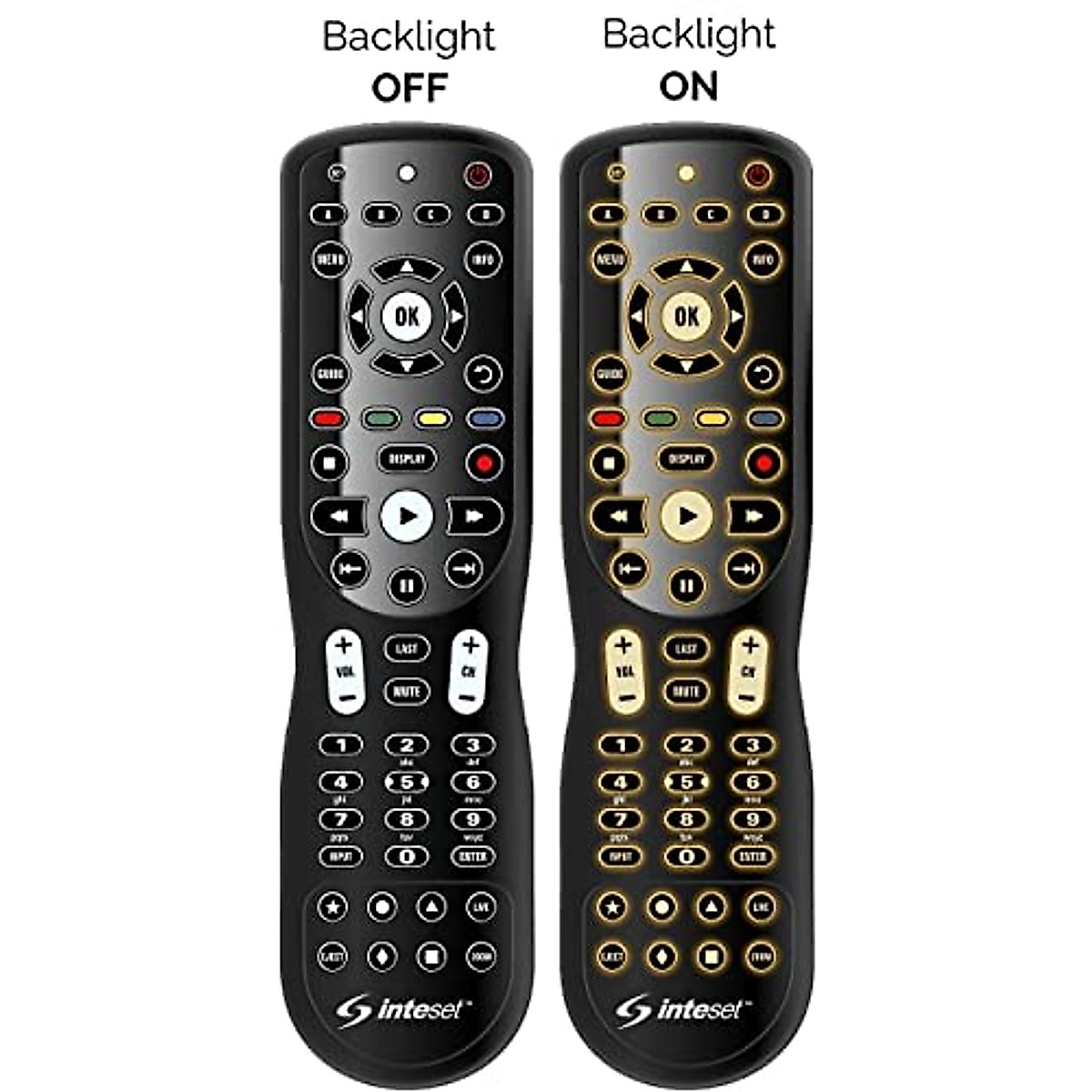 Inteset 4-in-1 Universal Backlit IR Learning Remote for use with Apple TV, Xbox Series X/S, Roku, Media Center/Kodi, Nvidia Shield, Most Streamers & Other A/V Devices