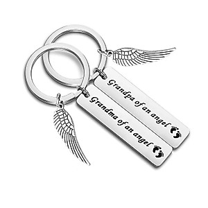 WUSUANED Baby Memorial Keychain Grandma/Grandpa of an Angel Sympathy Gift Loss of Son Daughter Gift