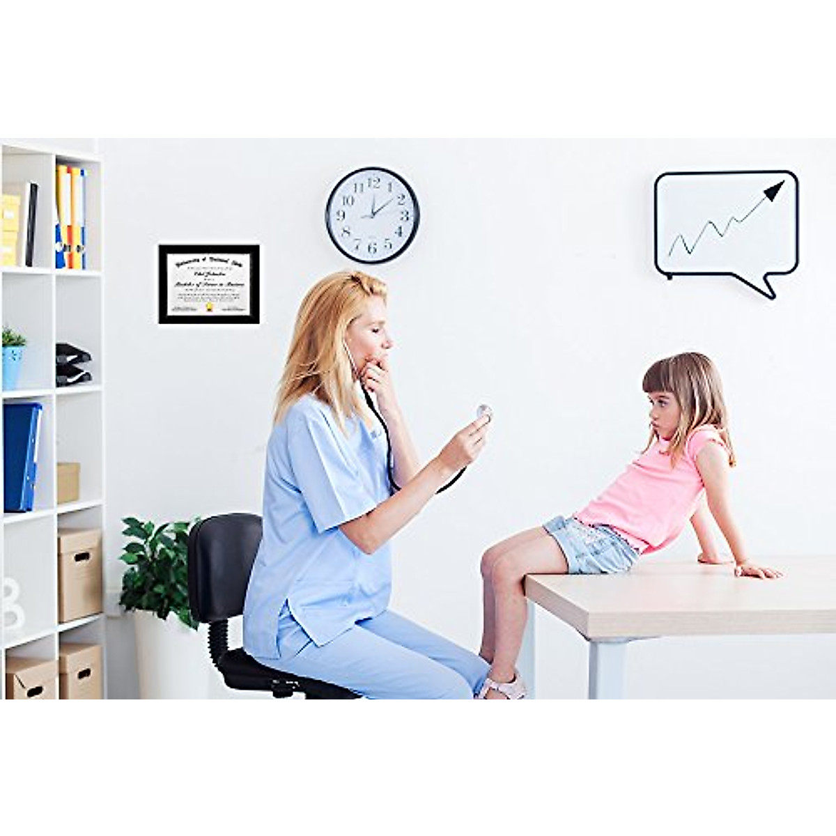 8.5x11 Black Gallery Certificate and Document Frame - Wide Molding - Includes Both Attached Hanging Hardware and Desktop Easel - Award, Certificates, Documents, a Diploma, or a Photo 8.5 x 11