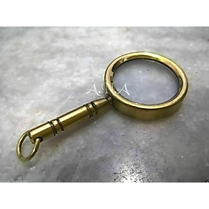 Lot Of 100 Pcs Nautical Golden Finish Marine Collectible Magnifying Key Ring Key-Chain Key Brass Chain Nautical Keyring Pendant Keychain Christmas Gift By MAA VAISHNO NAUTICAL