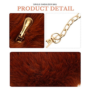 GALPADA Heart Purse Plush Heart Shaped Crossbody Bag with Chain Cute Fluffy Shoulder Bag for Women Lady Valentine- Brown