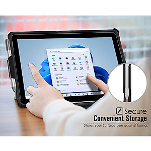 MoKo Case Fit Microsoft Surface Go 4 /Surface Go 3 / Surface Go 2 / Surface Go Case, All-in-One Protective Cover Case with Pen Holder Hand Strap, Compatible with Type Cover Keyboard, Black