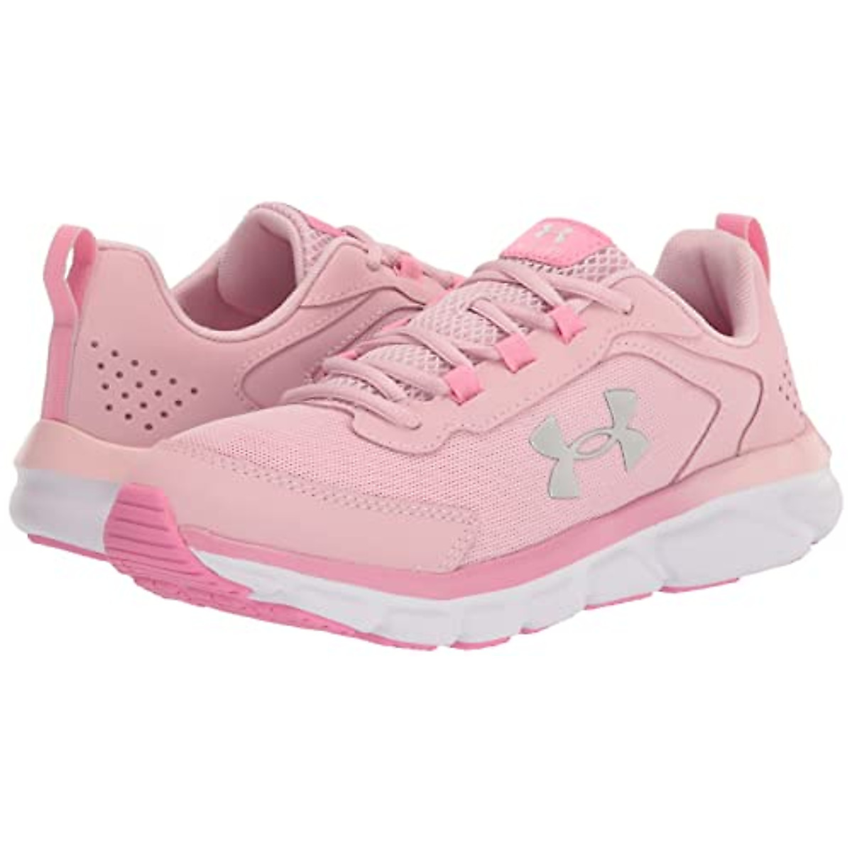 Under Armour girls Girls' Grade School Assert 9 Sneaker, (601) Prime Pink/Flamingo/Metallic Silver, 4.5 Big Kid US