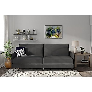 DHP Pembroke Convertible Futon Sofa Bed, Grey Linen