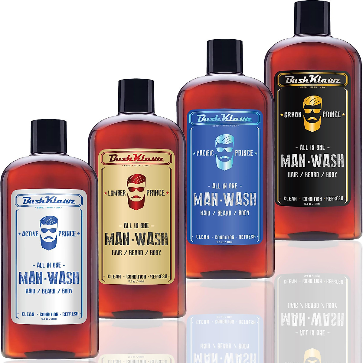 LUMBER PRINCE Men's Original All in One 3-in-1 Shampoo, Conditioner, Hair, Beard and Body Wash - American Viking Crew Cannon with Bulldog Duke PH Ballwash