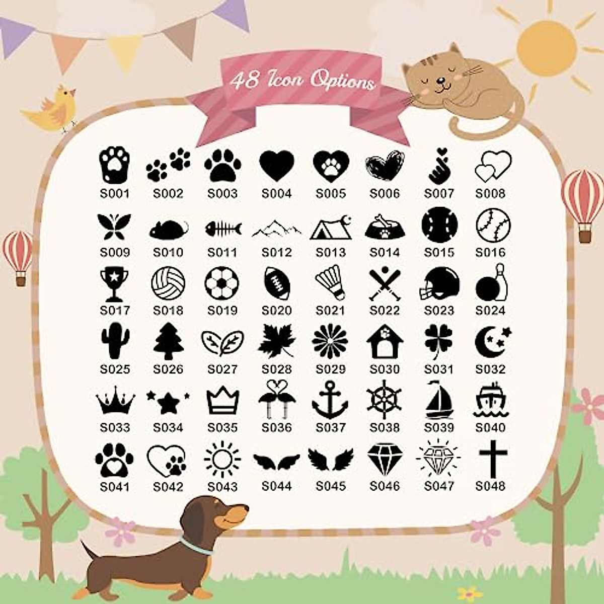 GISUERY Dog Tags Engraved Pet Tags Stainless Steel Custom Dog and Cat Name Tags Personalized Double-Sided Engraving Pet ID Tags with Trendy Icons/Symbols (Bone with Paw)