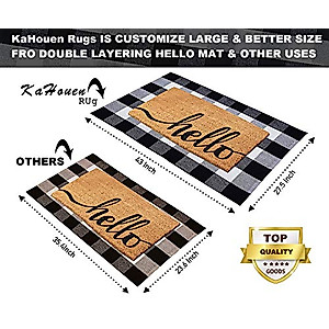KaHouen Cotton Buffalo Check Rug 27.5 x 43 Inches, Buffalo Plaid Rug, Washable Hand-Woven Outdoor Checkered Rugs for Layered Door Mats/Kitchen/Farmhous (Christmas Porch Decor Mat)