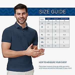 Mio Marino Golf Polo Shirts for Men - Dry Fit - Ultra-Thin Breathable Fabric - Navy - Large