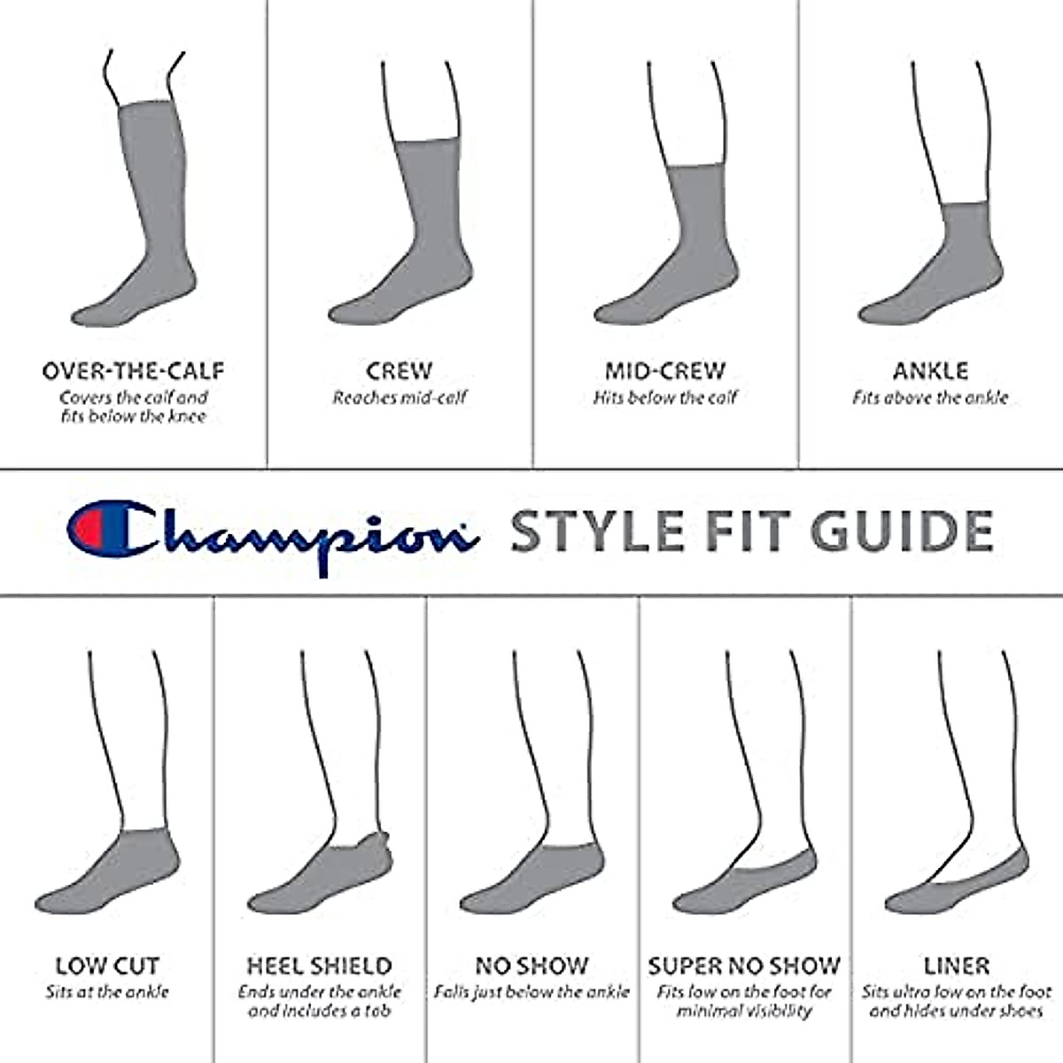 Champion Men's Double Dry Moisture Wicking Ankle Socks 6, 8, 12 Packs Availabe, White/Grey/Black-6 Pack, 6-12