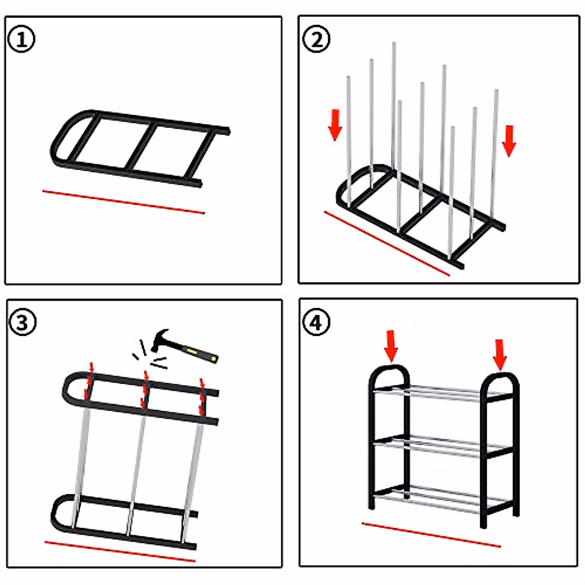 Hockmez 3-Tier Small Shoe Rack,Multifunctional Sturdy Lightweight Shoes Storage Organizer for Small Space, Free Standing Shoe Shelf for Closet Entrywa（HP-Fen