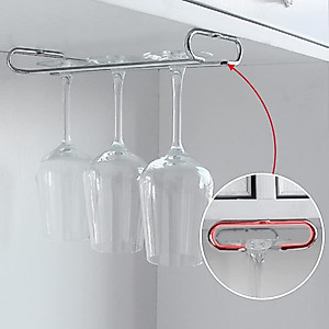 HOJLKLD Wine Glass Rack, 2 Pack Metal Stemware Rack Under Cabinet Wine Glass Holder for Kitchen And Bar (White)