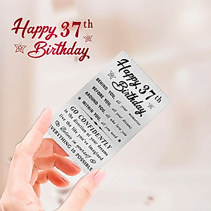 MOQIYXL Happy 37th Birthday Card for Men Women, Small Engraved Wallet Card for 37 Year Old Birthday Gifts