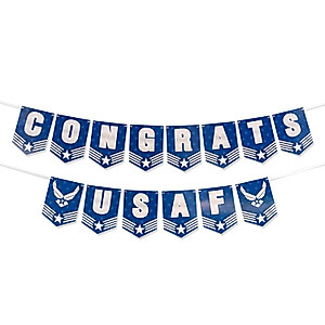Military Theme Congrats USAF Banner,Military US Air Force Graduation Parties, Retirement, Welcome Home & Birthdays Party Decoration Supplies