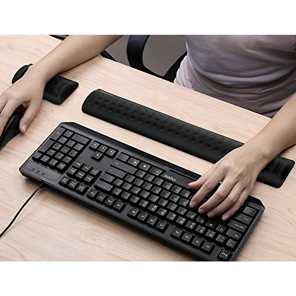 Aelfox Memory Foam Keyboard Wrist Rest&Mouse Wrist Rest, Ergonomic Design Wrist Pad for Computer Keyboard Laptop Wrist Support, Arm Rest for Desk Accessories in Home Office School(Black)