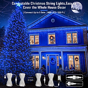 JMEXSUSS 66ft 200 LED Blue Christmas Lights Indoor Outdoor, Connectable Blue String Lights Clear Wire Plug in, 8 Modes Blue Fary Lights for Halloween Tree Party Bedroom Wall Christmas Decoration
