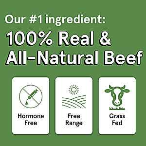 Real Meat Dog Treats - 4oz Bag of Bite-Sized Air-Dried Beef Jerky for Dogs - Grain-Free Jerky Dog Treats Made up of 95% Human-Grade, Free-Range, Grass Fed Beef - All-Natural High Protein Dog Treats