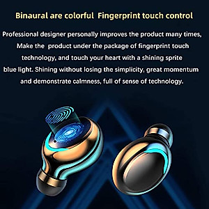 Kuhxz True Wireless Touch Control Bluetooth 5.0 Headphones, 3D Stereo Deep Bass in-Ear Headset w/Mic, IPX6 Waterproof Earphones for Sports, 180H Playtime w/Digital Display Charging Case