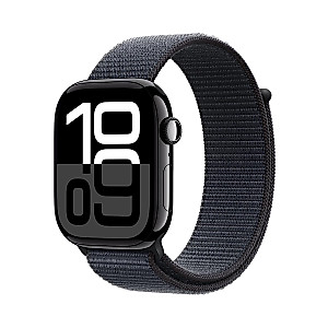 Apple Watch Series 10 [GPS, 46mm] - Jet Black Aluminum Case with Ink Sport Loop (Renewed)