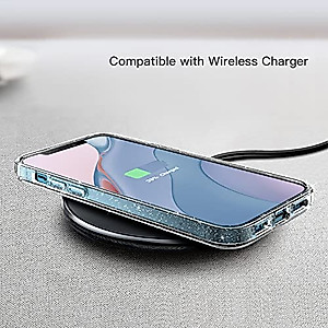 JETech Glitter Case for iPhone 12 Pro Max, 6.7-Inch, Bling Sparkle Shockproof Phone Bumper Cover, Cute Sparkly for Women and Girls (Clear)