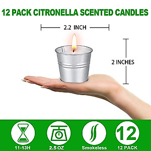 Citronella Candles Outdoor 12 Pack - 160 Hours Burn 100% Natural Soy Wax Candles Set for Home Garden Patio Camping Picnic, Scented Candles Gifts Women Wedding Birthday Christmas Housewarming Gift